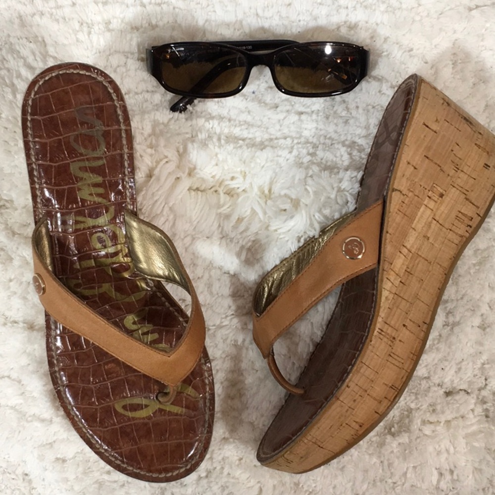 Sam Edelman Leather Thong Platform Sandals - Gem